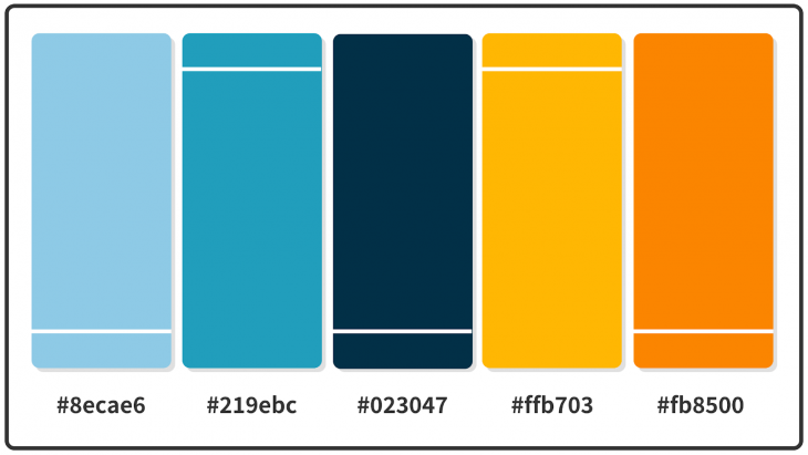 Las 20 mejores paletas de colores azules para 2023 - Venngage Blog